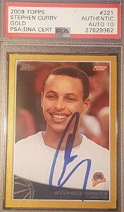 2009-10 stephen curry topps gold rc signed autographed psa gem mint 10 auto - basketball autographed cards