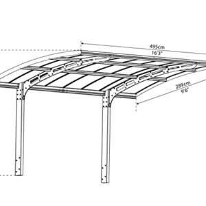 Palram - Canopia Arizona 10 Ft. x 16 Ft. x 9 Ft. Breeze 5000 Single Carport Aluminum Metal Frame and Polycarbonate Panels Car Port for Outdoor Driveway Car, Truck, RV, Boat Storage (Gray/Bronze)