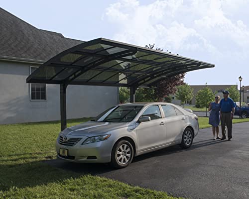 Palram - Canopia Arizona 10 Ft. x 16 Ft. x 9 Ft. Breeze 5000 Single Carport Aluminum Metal Frame and Polycarbonate Panels Car Port for Outdoor Driveway Car, Truck, RV, Boat Storage (Gray/Bronze)