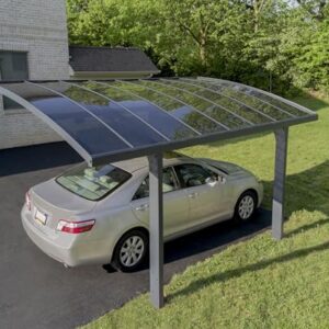 Palram - Canopia Arizona 10 Ft. x 16 Ft. x 9 Ft. Breeze 5000 Single Carport Aluminum Metal Frame and Polycarbonate Panels Car Port for Outdoor Driveway Car, Truck, RV, Boat Storage (Gray/Bronze)