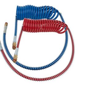 Mytee Products Air Brake Coiled/Hose Assembly - 15Ft w/ 40" Pigtails Trailer End & 12" Tractor End - Air Lines for Semi Truck - Trailer Air Brake Hose Kit