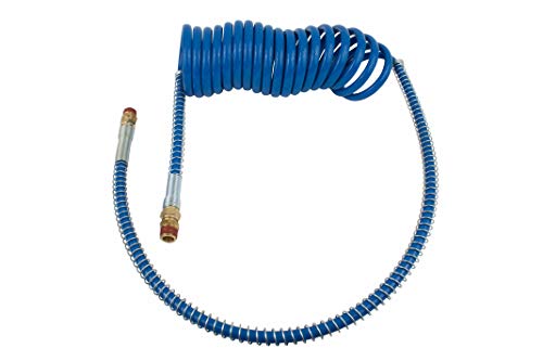 Mytee Products Air Brake Coiled/Hose Assembly - 15Ft w/ 40" Pigtails Trailer End & 12" Tractor End - Air Lines for Semi Truck - Trailer Air Brake Hose Kit