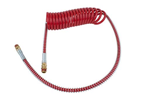 Mytee Products Air Brake Coiled/Hose Assembly - 15Ft w/ 40" Pigtails Trailer End & 12" Tractor End - Air Lines for Semi Truck - Trailer Air Brake Hose Kit