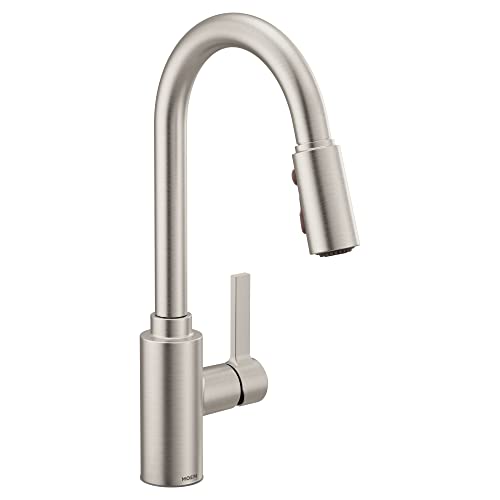 Moen Genta LX Spot Resist Stainless Single-Handle Modern Kitchen Faucet with Pull Down Sprayer, Reflex Docking Head, 7882SRS