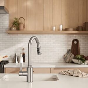 Moen Genta LX Spot Resist Stainless Single-Handle Modern Kitchen Faucet with Pull Down Sprayer, Reflex Docking Head, 7882SRS