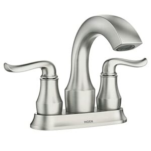 moen hamden spot resist brushed nickel two-handle 4-inch centerset bathroom faucet, 84300srn