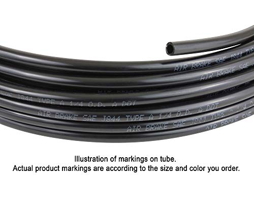 Mytee Products 5/8" OD x 50' Black SAE J844 Nylon Air Brake Tubing DOT Approved | Pneumatic Nylon Air Line Hose for Air Brake System