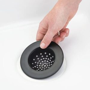 mDesign Modern Kitchen Sink Strainer, Drain Cover for Standard Kitchen Sinks, Double Farmhouse Sinks, Utility Sinks - Flexible Base Traps Debris, Wide Metal Rim, 4" Round - 2 Pack - Matte Black