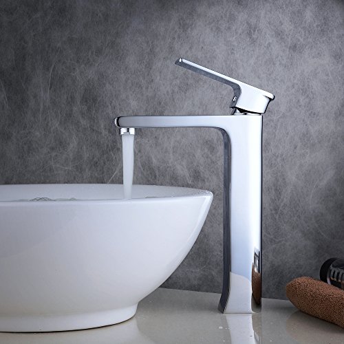 Contemporary Single Handle Tall Vessel Sink Bathroom Faucet, Lavatory Basin Mixer Tap,Chrome