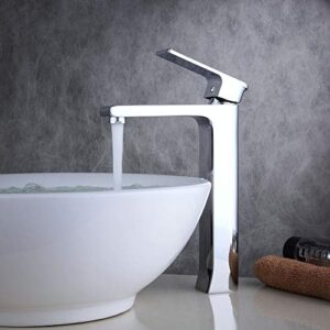 Contemporary Single Handle Tall Vessel Sink Bathroom Faucet, Lavatory Basin Mixer Tap,Chrome