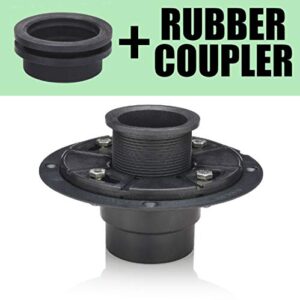 Shower Drain Base with Adjustable Ring + Rubber Coupler for Linear Shower Drain Installation