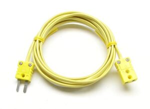 k-type thermocouple extension cable wire with miniature mini type k thermocouple connectors 6 ft (= 2 yard) long