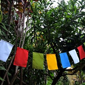 Blank prayer flags set of 10 flags surged edge. five Tibetan traditional colors which are Yellow, green, red, white and blue. Each color represents an element.