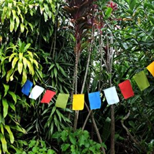 Blank prayer flags set of 10 flags surged edge. five Tibetan traditional colors which are Yellow, green, red, white and blue. Each color represents an element.