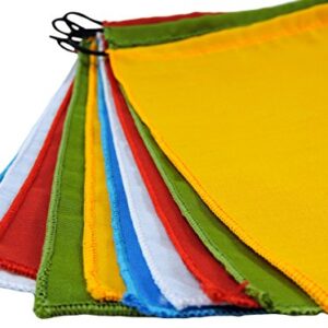 Blank prayer flags set of 10 flags surged edge. five Tibetan traditional colors which are Yellow, green, red, white and blue. Each color represents an element.