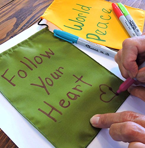 Blank prayer flags set of 10 flags surged edge. five Tibetan traditional colors which are Yellow, green, red, white and blue. Each color represents an element.