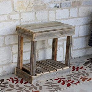 Natural Slatted End Table