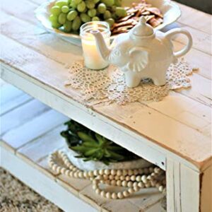 White Farmhouse Coffee Table with Shelf