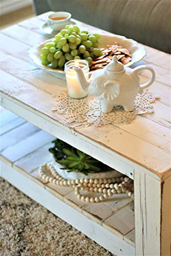 White Farmhouse Coffee Table with Shelf