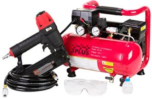 3plus hcb050401 18-gauge brad nailer and quiet air compressor combo kit