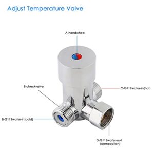 G1/2 Hot Cold Water Mixing Valve 3 Ways Solid Brass Thermostatic Mixer Temperature Control for Bathroom Automatic Sensor Faucet Mixer Valve