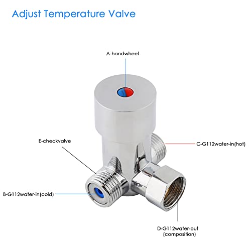 G1/2 Hot Cold Water Mixing Valve 3 Ways Solid Brass Thermostatic Mixer Temperature Control for Bathroom Automatic Sensor Faucet Mixer Valve