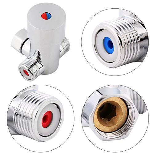 G1/2 Hot Cold Water Mixing Valve 3 Ways Solid Brass Thermostatic Mixer Temperature Control for Bathroom Automatic Sensor Faucet Mixer Valve