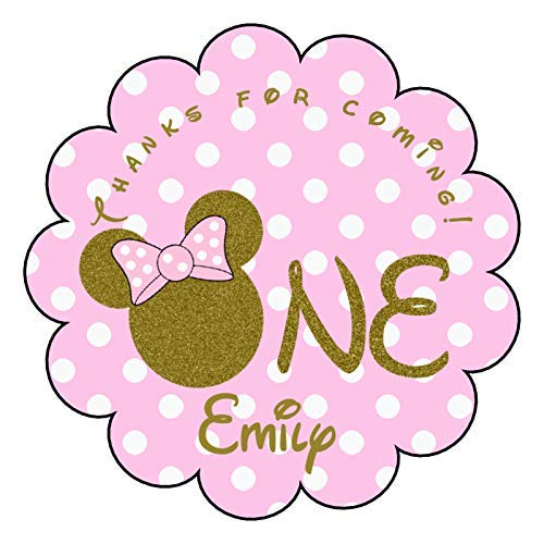 Pink and Gold Mouse Stickers Personalized, Printed and Shipped Set of 24 Mouse First Birthday Stickers