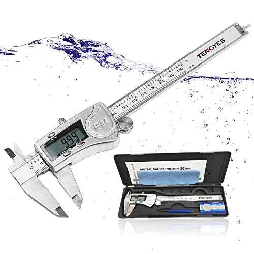 Digital Caliper Micrometer Measuring Tool - Stainless Steel Electronic Vernier Calipers, 6 Inch /150mm IP54 Waterproof Accurate Gauge with LCD Screen Inch Fractions Millimeter Conversion