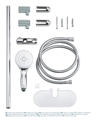 Grohe 28436002 Tempesta Classic 2.5 GPM 24" 4-Spray Shower Rail Set, Starlight Chrome