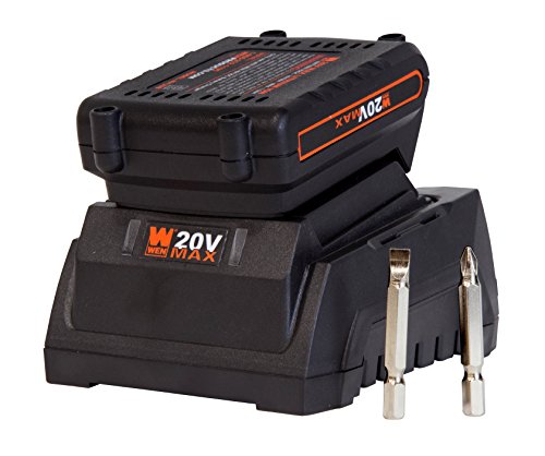 WEN Cordless Impact Driver with 20V Max Battery, Bits, Charger and Carrying Bag (49135)