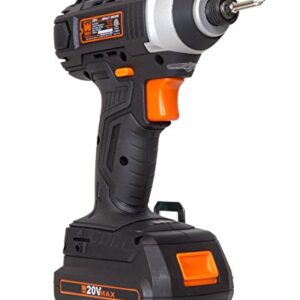 WEN Cordless Impact Driver with 20V Max Battery, Bits, Charger and Carrying Bag (49135)