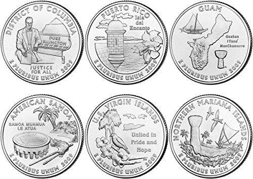 2009 P BU D.C. and Territory Quarters - 6 Coin Set Uncirculated