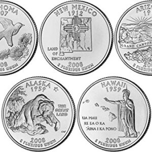 2008 D BU Statehood Quarters - 5 Coin Set Uncirculated