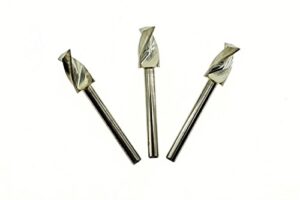 3qty high performance 6.5mm carbide end mill router bit flat bottom up-cut for fr4 cnc pcb circuit board aluminum more spiral 2 flute 1/8" shank