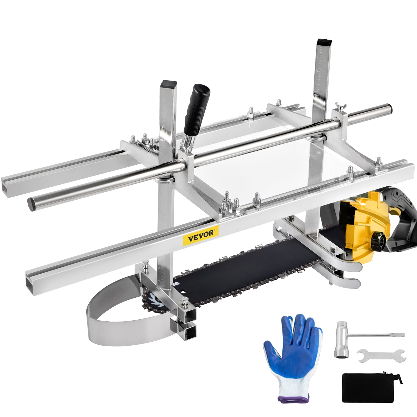 Popsport Chainsaw Mill Planking Milling 14 to 24 Inches Guide Bar Wood Lumber Cutting Portable Sawmill Aluminum Steel Chainsaw Mill for Builders and Woodworkers