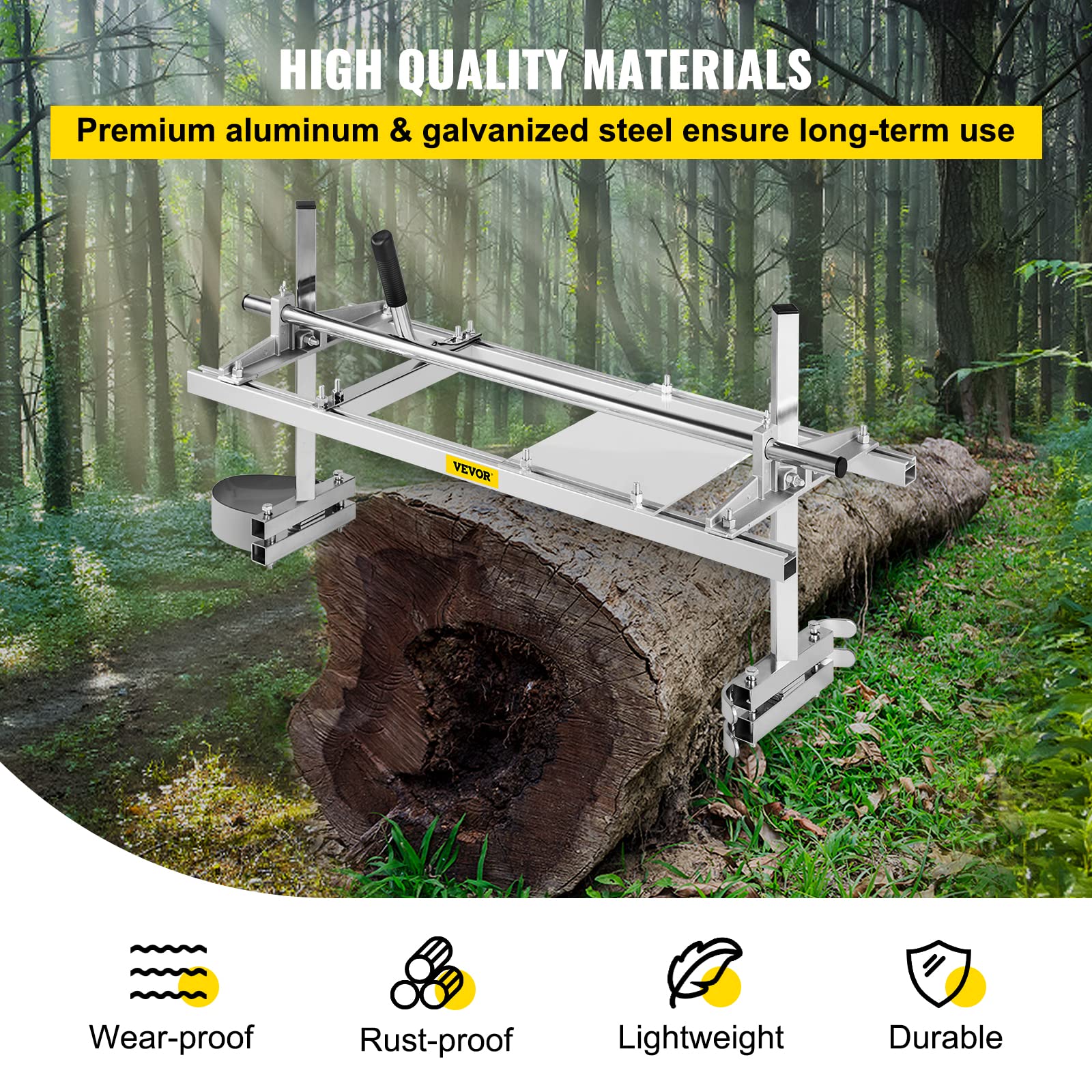 Popsport Chainsaw Mill Planking Milling 14 to 24 Inches Guide Bar Wood Lumber Cutting Portable Sawmill Aluminum Steel Chainsaw Mill for Builders and Woodworkers