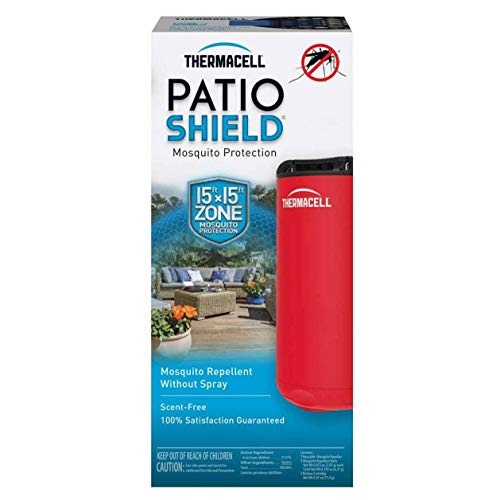 Thermacell Patio Shield Mosquito Repeller Glacial Blue Easy to Use Highly Effective Provides 12 Hours of DEET-Free Mosquito Repellent Scent-Free No Spray No Smoke & Cordless, Red