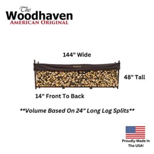 Woodhaven 12 Foot Brown - Made in the USA - 3/4 Cord Outdoor Firewood Storage Log Rack With Optional Seasoning Cover Combo Set - Metal Firewood Rack - Heavy Duty (Cover)