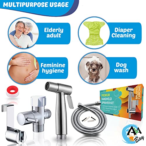 AVAbay Handheld Bidet Sprayer for Toilet - Jet Sprayer for Toilet - Adjustable Water Pressure - Easy to Install Toilet Water Sprayer - Bidet Attachment for Feminine Wash and Cloth Diaper Sprayer