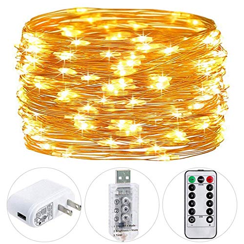 HSicily Fairy Lights Plug in, 33ft 100 LED Fairy Lights for Bedroom, Twinkle Lights with Remote Timer 8 Modes String Lights for Christmas Thanksgiving Patio Wedding Party Indoor Outdoor Decor