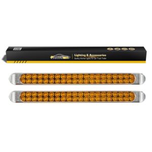 partsam submersible 17" inch thin amber led turn signal light bar 40 led sealed utility trailer truck rv led marker clearance identification light bar w/chrome bezel dot compliant (pack of 2)