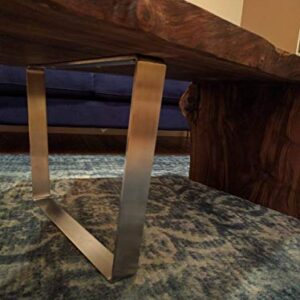 Brushed Stainless Table Legs, Bent Trapezoid Style - Any Size