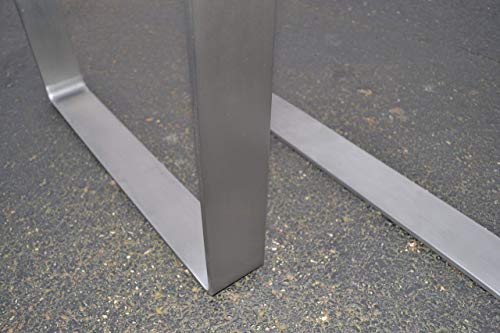 Brushed Stainless Table Legs, Bent Trapezoid Style - Any Size