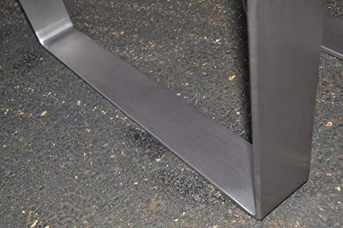 Brushed Stainless Table Legs, Bent Trapezoid Style - Any Size