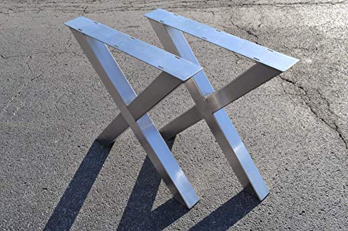 Brushed Stainless Table Legs, X-Frame Style - Any Size