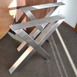 Brushed Stainless Table Legs, X-Frame Style - Any Size