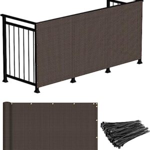 Windscreen4less 3'x10' Deck Balcony Privacy Screen for Deck Pool Fence Railings Apartment Balcony Privacy Screen for Patio Yard Porch Chain Link Fence Condo with Zip Ties Brown