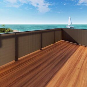 Windscreen4less 3'x10' Deck Balcony Privacy Screen for Deck Pool Fence Railings Apartment Balcony Privacy Screen for Patio Yard Porch Chain Link Fence Condo with Zip Ties Brown