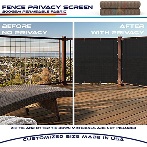 Windscreen4less 3'x10' Deck Balcony Privacy Screen for Deck Pool Fence Railings Apartment Balcony Privacy Screen for Patio Yard Porch Chain Link Fence Condo with Zip Ties Brown